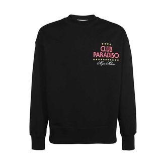 Msgm Bedruckter Baumwollpullover - - Sweatshirts & Hoodies - Herren - Schwarzk - L