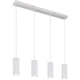 Globo Lighting LED H&auml;ngeleuchte Pendelleuchte Esstischleuchte 4 flammig Deckenleuchte wei&szlig; h&auml;ngend, Metall Aluminium, 4x 5W 4x 400lm warmwei&szlig;, LxBxH 61x6x120 cm