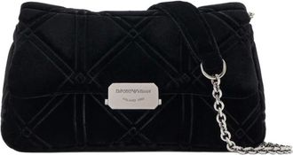Emporio Armani Femme, Sacs, Noir, Taille: ONE Size Mini sac en velours &agrave; motif gaufr&eacute;