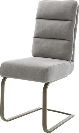 DELIFE Schwingstuhl Pela-Flex Freischwinger flach Effektfinish Titan Strukturstoff Soft Grau Taschenfederkern