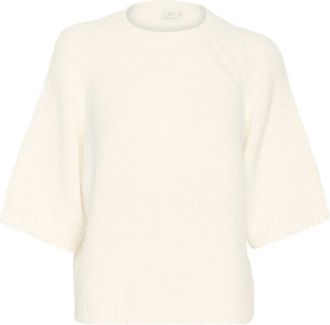 Kaffe Femme, Pulls, Blanc, Taille: 44 FR Pull Court en Tricot Doux avec Motif