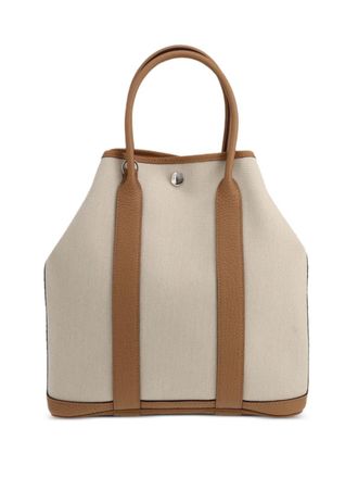 Herm&egrave;s sac cabas Gris-B&eacute;ton en toile - Tons neutres