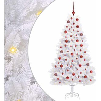 vidaXL K&uuml;nstlicher klappbarer Weihnachtsbaum Wei&szlig; 180 cm PVC und Stahl vidaXL