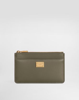 Dolce & Gabbana Plong&eacute; Calfskin Card Holder - Frau Geldb&ouml;rsen Und Kleinlederwaren Green Onesize