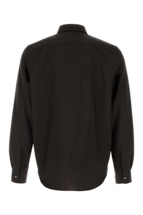 Jil Sander Mens Chocolate Wool Blend Shirt 201 Exterior: Virgin Mohair Camicie