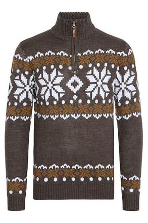 Solid SDNorwin Homme Pull en Maille Troyer Grosses Mailles avec col Montant Regular Fit, Taille:XL, Couleur:Coffee Bean Melange (8973)