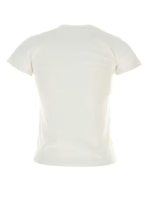 Valentino Garavani Womens White Cotton T-Shirt Bianco Exterior Exterior: T-shirts And Polos