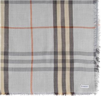 Burberry unisex, Accessoires, Gris, Taille: ONE Size Reversible Check Wool Silk Scarf