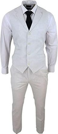 TruClothing Costume Homme Estival en Lin Habillé pour Mariage Gilet et Pantalon - Gris 58