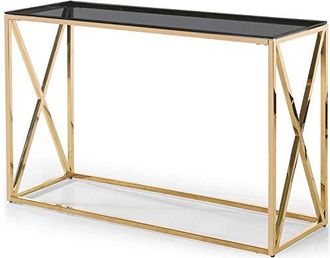 Menzzo Sydney Konsolentisch aus Rauchglas mit goldenen Beinen