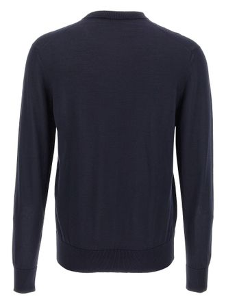 Dolce & Gabbana Logo-Embroidered Silk Sweater - Navy