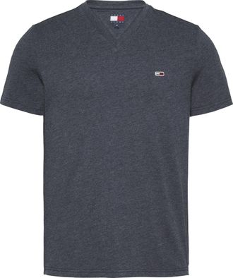 Tommy Jeans Herren T-Shirt Kurzarm Jaspe V-Ausschnitt, Blau (Dark Night Navy Htr), XS