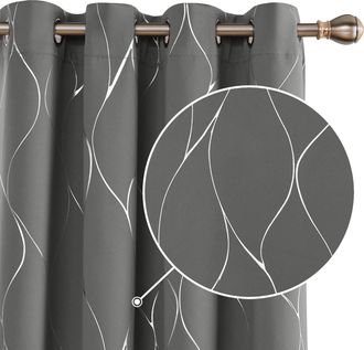 Deconovo Verdunkelungsgardinen mit &Ouml;sen dicke Thermovorhang K&auml;lteschutz Thermogardine Hitzeschutz, L&auml;rmschutz Vorh&auml;nge, Moderne Gardinrn f&uuml;r Wohnzimmer, 240x14