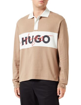 HUGO BOSS Herren Dilvret Poloshirt aus Baumwoll-Jersey mit doppeltem Logo Hellbraun M