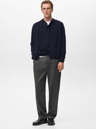 Mango Cardigan boutonné 100 % laine extra fine bleu marine - Homme - XXL - MANGO MAN