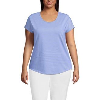 Lands End Shirt aus Baumwolle/Modal-Mix mit Ballett-Ausschnitt, Damen, Gr&ouml;&szlig;e:56-58 plus, Blau, Baumwolle Modal, by Lands End