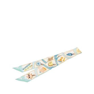 Herm&egrave;s Pre-owned Twilly Scarf Funny Ice Cream - Femme - Pre-owned - Bleu - Taille: ONE Size
