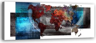 Feeby Vlies Leinwandbild Abstraktion Weltkarte Kontinente 150x50 cm Wanddeko Design Kunstdruck Zimmerdeko Bilderwand Konturen der Kontinente Konturenkarte W