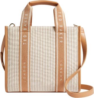Ted Baker Harllee Striped Canvas Webbing Crossbody Bag Camel