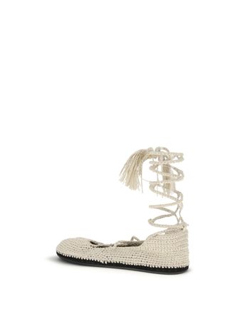 Alanui Womens Lace-Up Ballerinas Arpa Black General Recycled Polyester Sandal