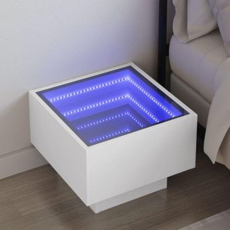 vidaXL Table de chevet avec led infini blanc 40x40x30 cm Vidaxl