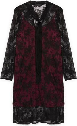 Fiorella Rubino Femme, Robes, Noir, Taille: 54 FR Robe en dentelle avec fond de robe contrastant