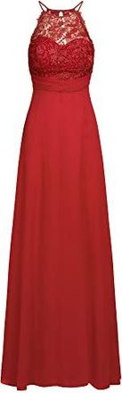 Apart Fashion ApartFashion Apart Robe de soir&eacute;e en Mousseline et Dentelle sp&eacute;ciale pour loccasion, Rouge, S Femme