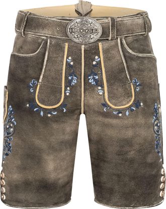 Kr&uuml;ger Herren Trachten Lederhose kurz, Modell: Pino mit G&uuml;rtel, Knielang, Art.-Nr. 962567-0-0708, 56