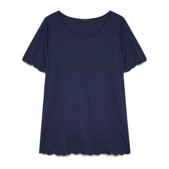 Fiorella Rubino Femme, Blouses et Chemises, Bleu, Taille: 44 FR T-shirt en jersey avec d&eacute;tails brod&eacute;s