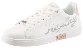Replay Sneaker REPLAY, Damen, Gr. 37, wei&szlig;, rose, Lederimitat, Glitzermuster, kontrastfarbene Details, Schuhe Sneaker, Schn&uuml;rschuh, Halbschuh, Freizeitsneake