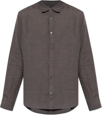 AllSaints Homme, Chemises, Gris, Taille: L Chemise &agrave; Manches Longues en Lin Loom AllSaints