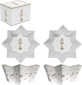 Easy Life NUTCRACKER Set mit 2 Schalen, Stern, Durchmesser 14 cm, aus Porzellan, Royal