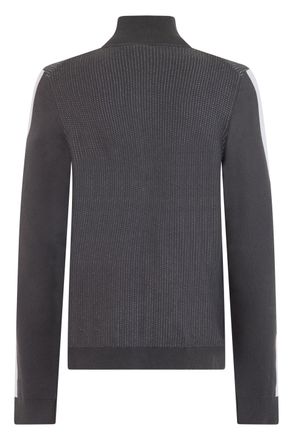 HUGO BOSS Mens Zip-Up High Neck Cotton Sweatshirt Dark Grey Top