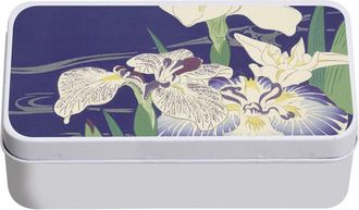 Fabulous Metalldose Orchideen, Blau, japanischer Stil, traditionelles Design - 11 x 18,5 x 5,5 cm - Aufbewahrungsbox, Schlüssel, Werkzeug, Lunchbox, Zucker, Ke