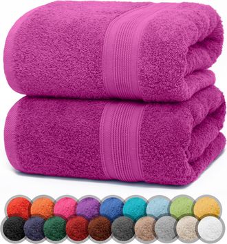 NatureMark 2er Pack DUSCHT&Uuml;CHER Premium Qualit&auml;t 70x140cm DUSCHTUCH Dusch-Handtuch Doppelpack Farbe: Pink