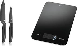 WMF Digitale K&uuml;chenwaage 23 x 15 x 2 cm, Backwaage, schwarz & Touch Messerset 2-teilig, K&uuml;chenmesser mit Schutzh&uuml;lle, Spezialklingenstahl antihaftbeschich