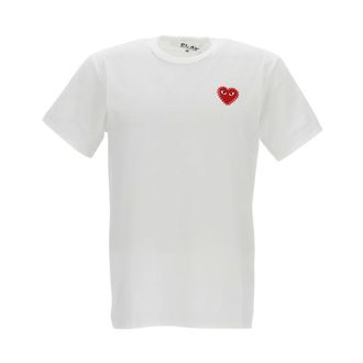 Comme Des Gar&ccedil;ons Femme, Tops, Blanc, Taille: 42 FR Rhinestone Heart T-Shirt