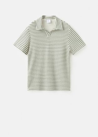 Mango Polo textur&eacute; regular-fit &agrave; rayures vert for&ecirc;t - Homme - XXL - MANGO MAN