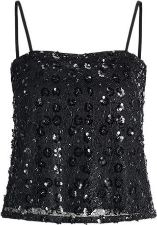 Jack & Jones Sequin Top Jxdream Haut &agrave; Paillettes WVN, Noir, XS Femmes