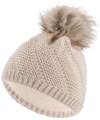 Faera Winterm&uuml;tze M&uuml;tze Damen warm gef&uuml;ttert Kunstfell Bommelm&uuml;tze Fleecefutter Winter Herbst Strickm&uuml;tze Beanie M&auml;dchen 64, Farbe:Beige