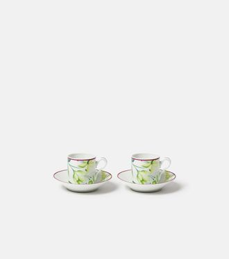 Ginori 1735 Set de 2 tasses &agrave; caf&eacute; et soucoupes Florenza Impero en porcelaine