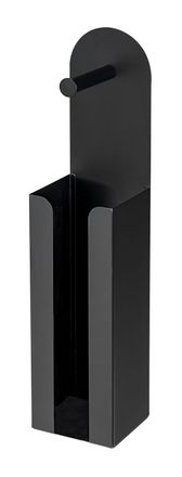 WENKO 2-in-1 Toilettenpapierhalter Mod. Agira, freistehend oder zum Kleben, Platz f&uuml;r 3 Ersatzrollen, matt lackierter Stahl, 12 x 54 x 11 cm, Schwarz