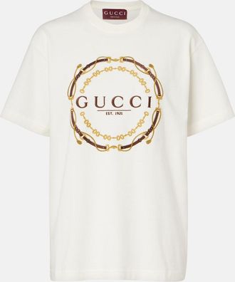Gucci Besticktes T-Shirt aus Baumwoll-Jersey