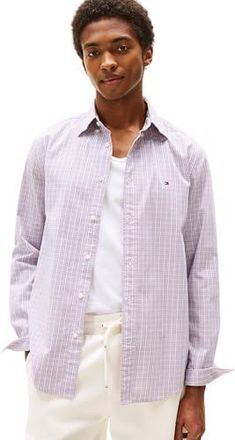 Tommy Hilfiger Chemise Homme Flex Poplin Small Tartan en Coton, Multicolore (Classic Pink/Multi Check), XL