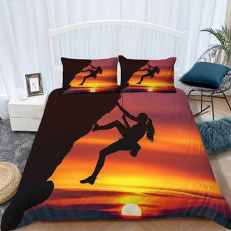 Generic Bettw&auml;sche 135x200 cm Abenteuerklettern 3D Bettw&auml;sche-Sets Sonnenaufgang am Strand Microfaser Bettbezug Weiche Komfortabel Bettbez&uuml;ge mit Rei&szlig;verschlu