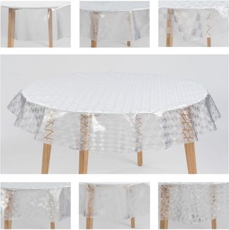 Laro Ø 140 cm Premium Line Transparente Tischdecke rund - PVC Kunststoff - Wasserdicht & abwischbar, Muster:Diamantkaro Klar Transparent, Größe: Rund 140cm