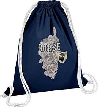 Fabulous Sac de Gym en Coton Bleu Corse D&eacute;partement Ile France Bastia Carte Ancienne Rare 12 Litres