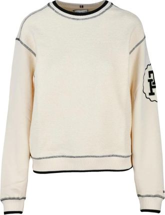 Tommy Hilfiger Femme, Sweatshirts et sweats &agrave; capuche, Beige, Taille: 40 FR Felpa Corta SweaT-shirt