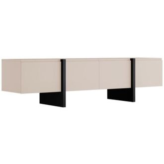 Vente-Unique Vente-unique - Meuble tv avec 4 portes en mdf - Beige et Noir - luvonia