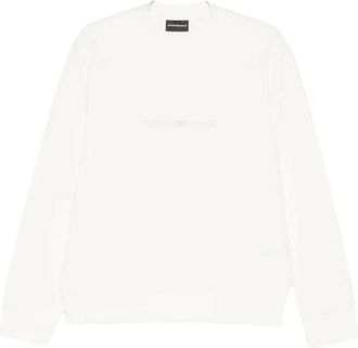 Emporio Armani Homme, Sweatshirts et sweats &agrave; capuche, Blanc, Taille: S SweaT-shirt Double Jersey avec Logo Imprim&eacute;